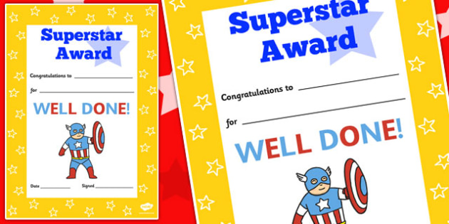 Super Star Award Decorative Certificate (creat de profesori)