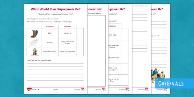 What Would Your Superpower Be? Differentiated Worksheet / Worksheets