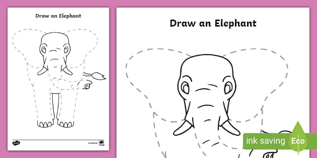 Kindergarten Draw an Elephant Pencil Control Activity