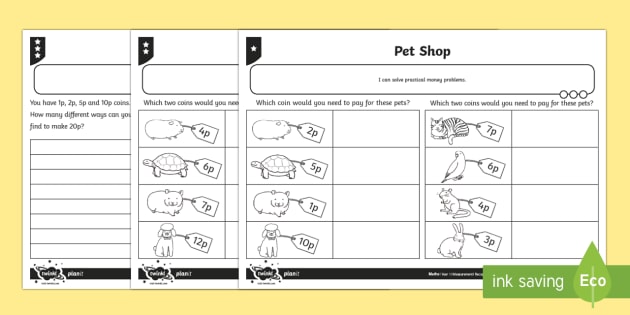 Pet Shop Differentiated Worksheet / Worksheets