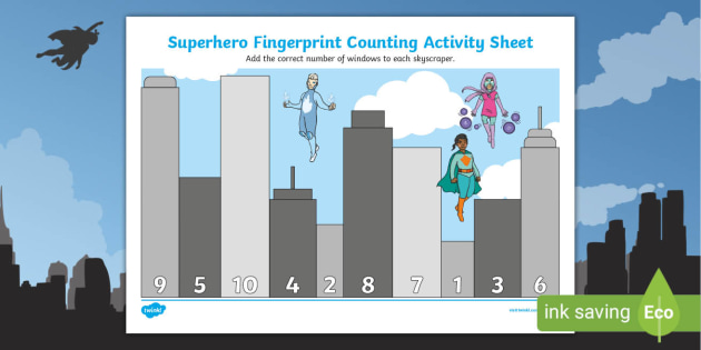 Superhero Fingerprint Counting Worksheet / Worksheet Pack