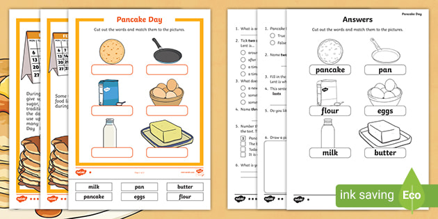 Let's Learn About Pancake Day Differentiated Reading Comprehension