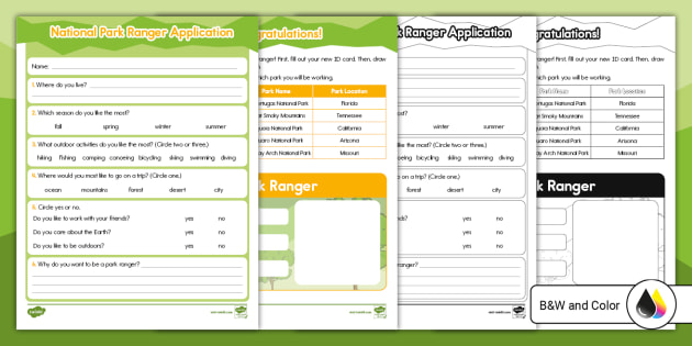 Park Ranger Worksheet | National Park Week | Twinkl