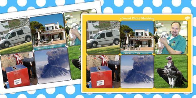 Initial v Sound Photo Matching Board and Cards