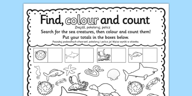 Under the Sea Find Colour and Count Worksheet / Worksheet Polish ...