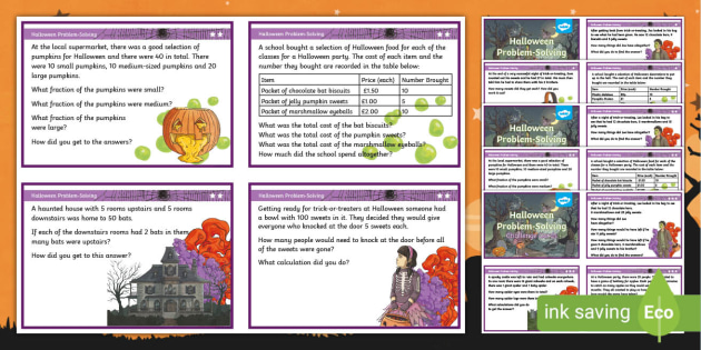 Halloween Maths Problem-Solving Challenge Cards