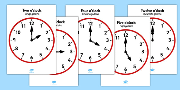 Analogue Clocks Hourly Polish Translation (teacher made)