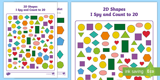2D Shape I Spy and Count Activity to 20 (teacher made)