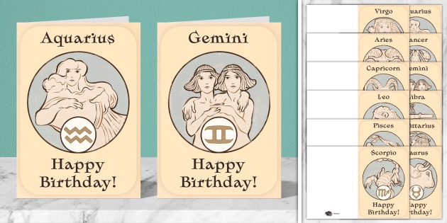 * NEW * Star Signs Birthday Cards | Twinkl Party
