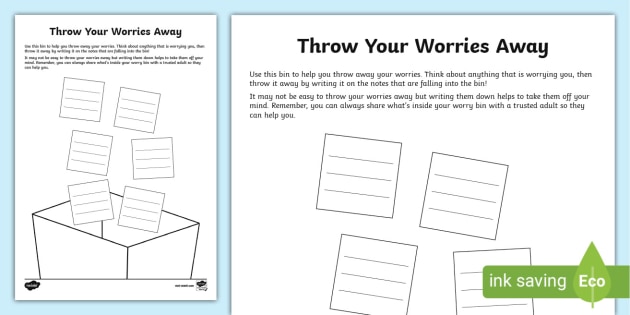 Throw Your Worries Away Activity Sheet (teacher made)
