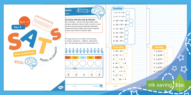 Year 2 SATs Maths Arithmetic Week of Workouts (Ages 6 - 7)