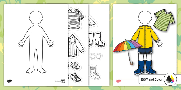 paper doll for boys clothes coloring pages