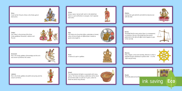 Hinduism Keywords Cards (teacher made)