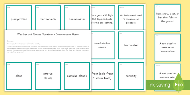 Weather and Climate Concentration Matching Game