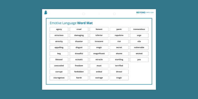 GCSE Emotive Vocabulary Word Bank Beyond Secondary