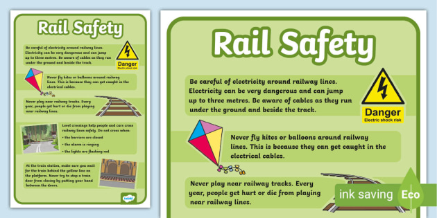 Rail Safety Poster - Twinkl - KS1 - PSHE and Wellbeing