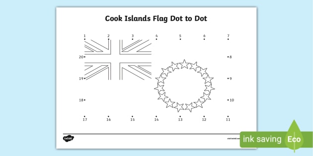 FREE! - Cook Islands Flag Dot to Dot Worksheet