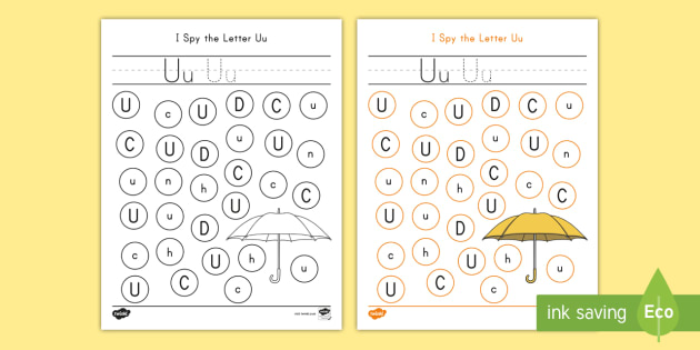 * NEW * I Spy the Letter Uu Activity Sheet - Early Childhood