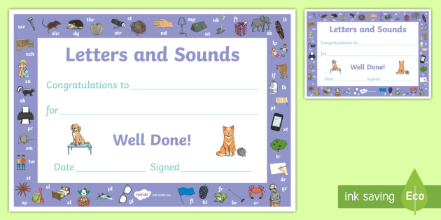 FREE! - Letters and Sounds Award Certificates Phase 4