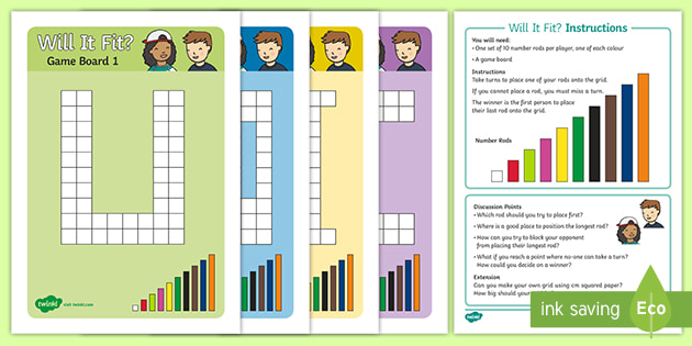 Will It Fit Number Rod Recognition Board Game (teacher made)