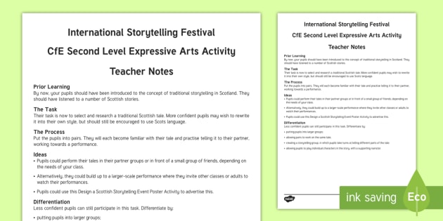 International Storytelling Festival CfE Second Level Expressive Arts ...
