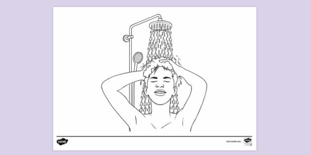 Hot Shower Colouring Sheet | Colouring Sheets (teacher made)