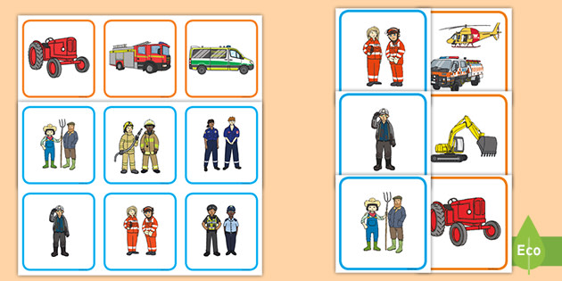 Jobs and Vehicles Matching Cards (teacher made)