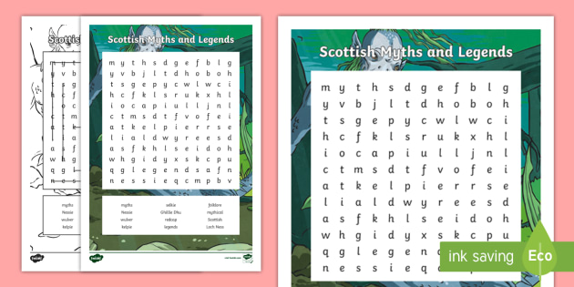Scottish Myths and Legends Word Search-Scottish