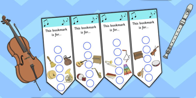 Music Themed Sticker Reward Bookmark 15mm (teacher made)