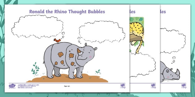 Ronald the Rhino Thought Bubble Worksheet / Worksheets