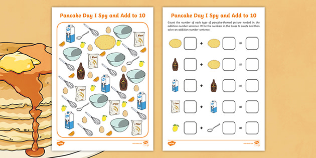 👉 Pancake Day I Spy and Add to 10