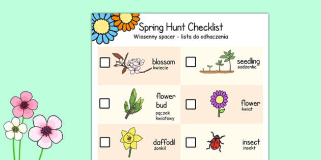 Spring Hunt Checklist Polish Translation (teacher made)