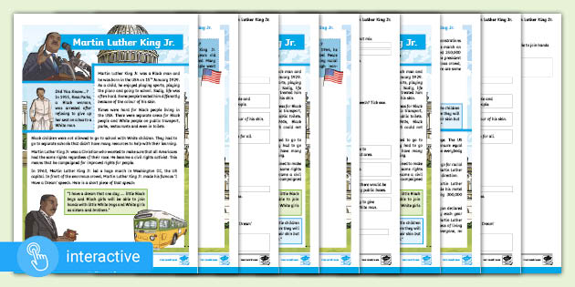 Interactive PDF: KS2 Martin Luther King Jr. Differentiated Reading