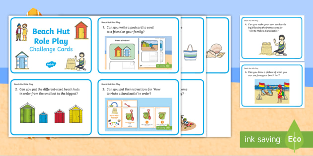 Beach Hut Themed Role Play Challenge Cards (teacher made)