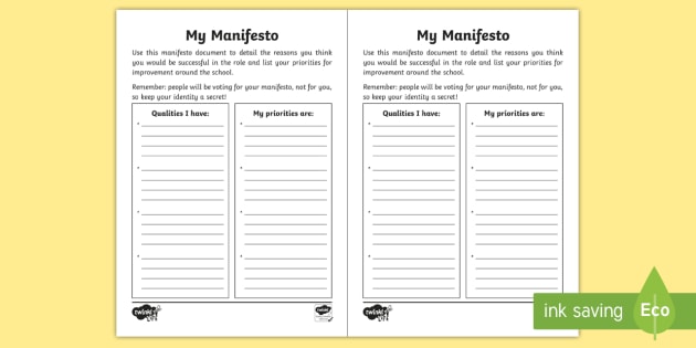 Pupil Voice - School Community - School Council - My Manifesto UKS2 ...