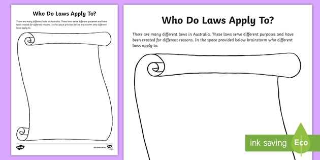 Who Do Laws Apply To? Worksheet (teacher made)