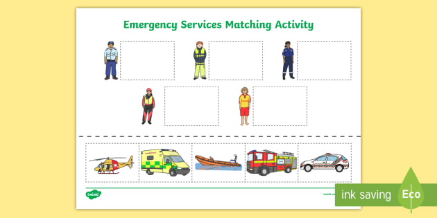 Emergency Services Cut and Paste Matching Activity - australia, matching