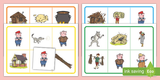 The Three Little Pigs Matching Cards and Board