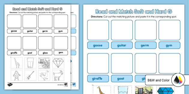 Read and Match Soft and Hard G Activity (teacher made)
