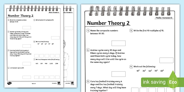 Maths Homework - Number Theory 2 (teacher made)