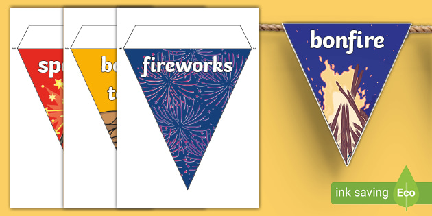 Bonfire Night Display Photo Bunting (teacher made)