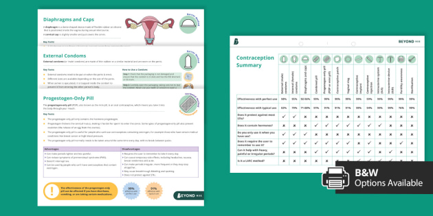 Methods of Contraception Fact Sheet Pack | Beyond RSE