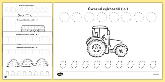 Taflenni Gweithgaredd Sgiliau Pensil Ar y Fferm