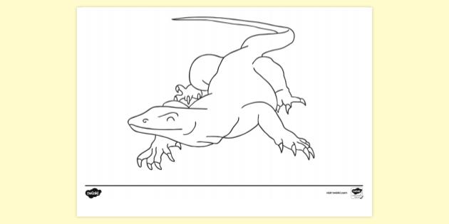 FREE! - Goanna Colouring Sheet (teacher made) - Twinkl