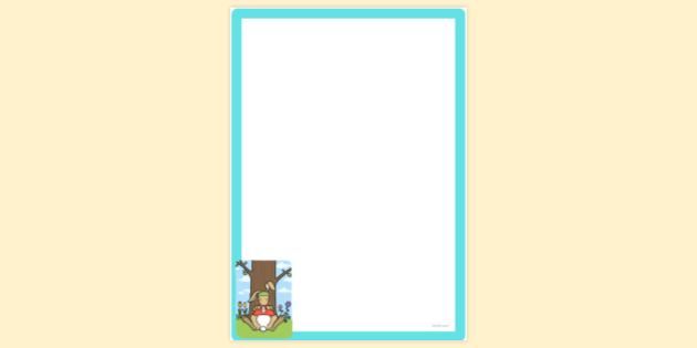 FREE! - Simple Blank Hare Sleeping Under Tree Page Border | Twinkl