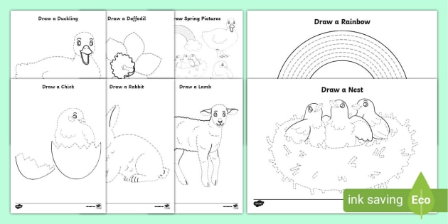 EYFS Draw Spring Pictures Pencil Control Activity Pack