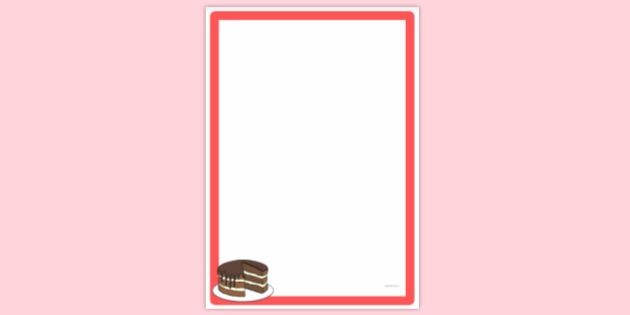 FREE! - Simple Chocolate Cake Page Border | Page Borders | Twinkl