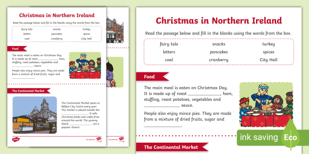 KS1 Christmas in Northern Ireland Cloze Procedure