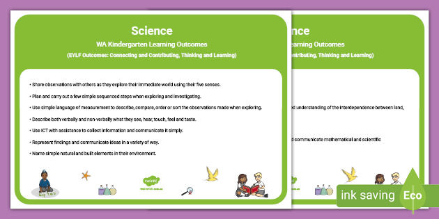 WA EYLF Science Learning Outcomes A4 Display Poster