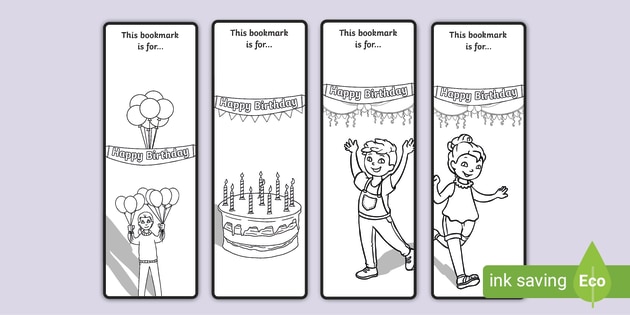 Happy Birthday Bookmarks to Colour